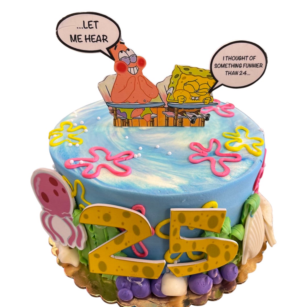 SpongeBob "What's Funnier than 24" cake | Coccadotts Cake Shop - Myrtle ...